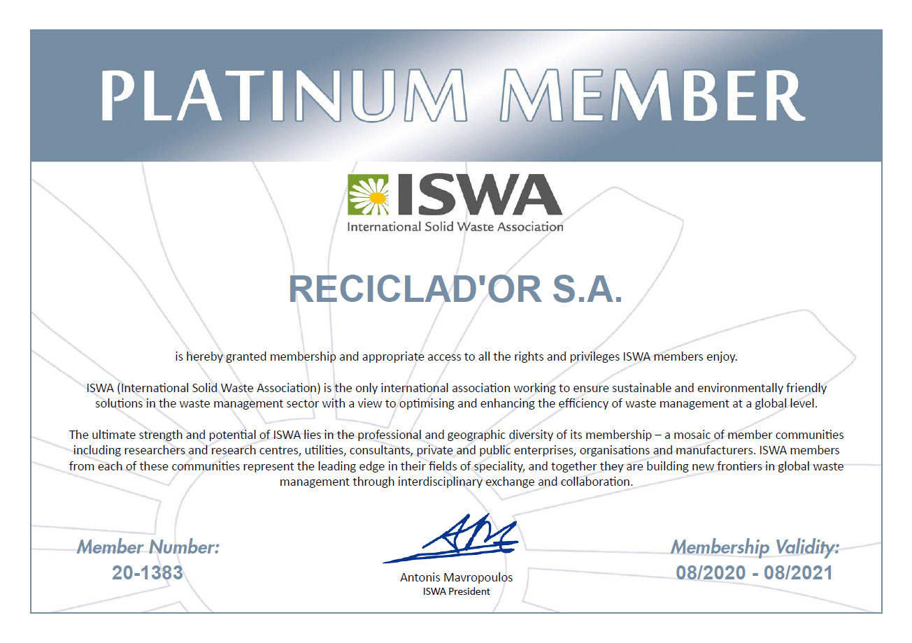 Reciclad’OR S.A. became a Platinum member of the International Solid ...